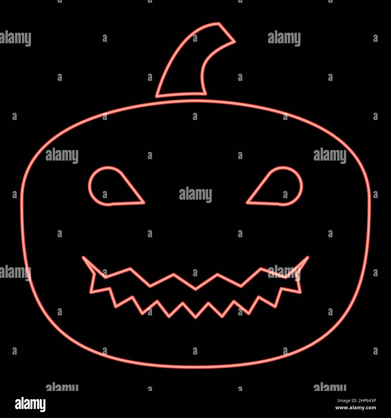 Neon horror pumpkin red color vector illustration flat style image ...
