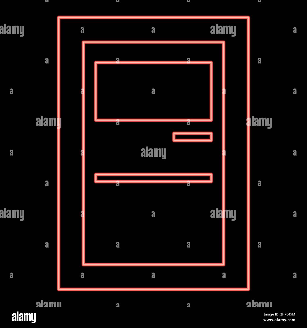 Neon service terminal red color vector illustration flat style image ...