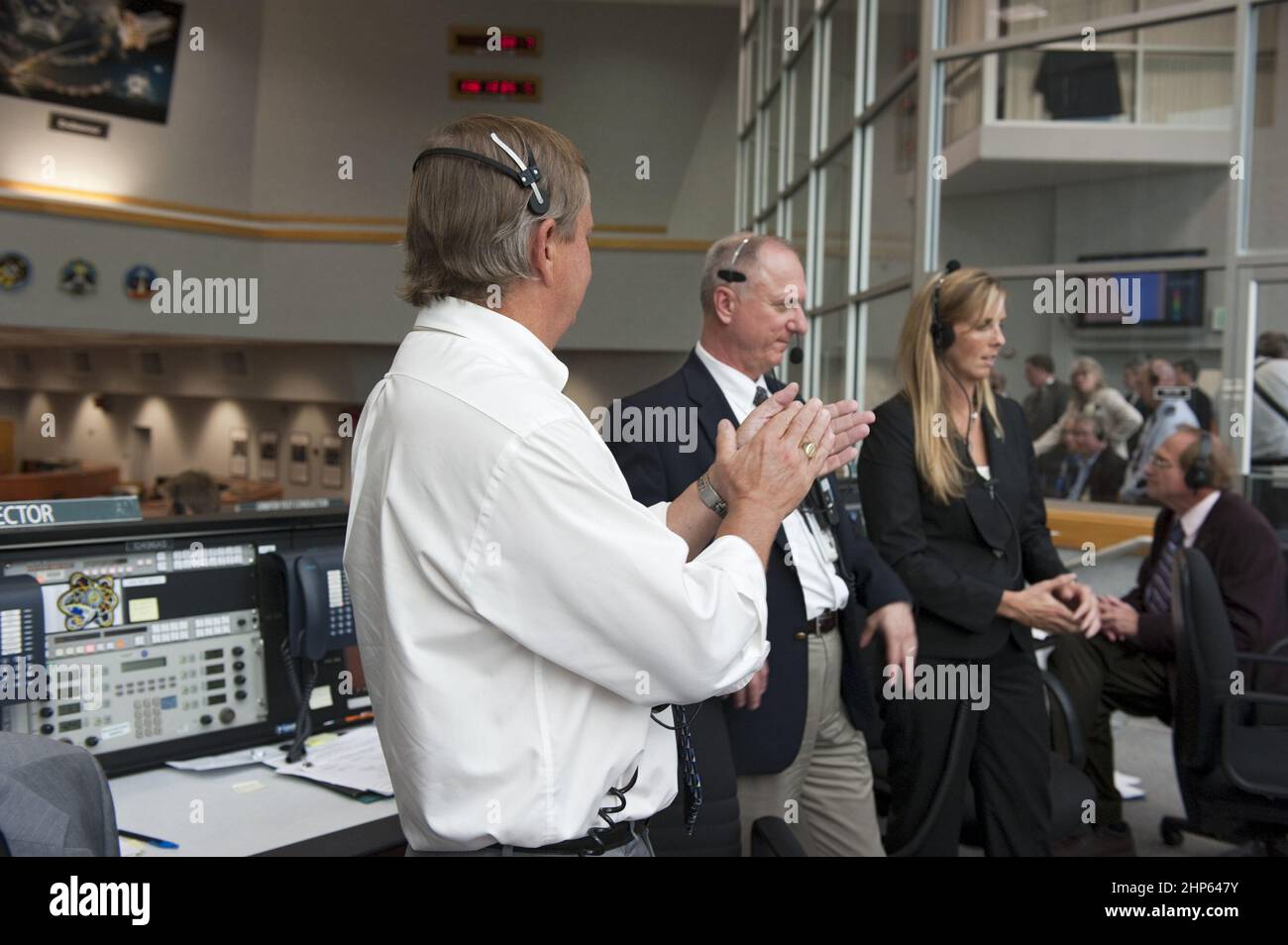 Shuttle Launch Director Mike Leinbach, left, STS-134 Assistant Launch ...