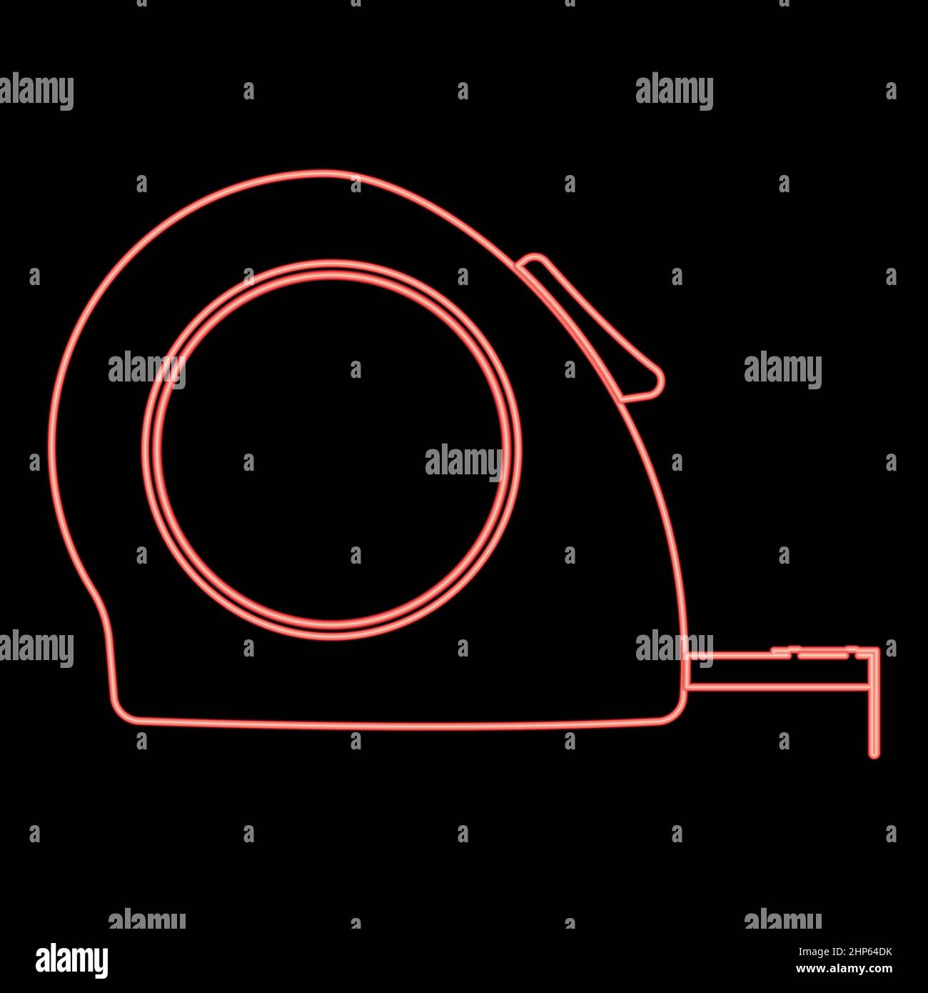 Neon tape measure icon black color in circle red color vector ...