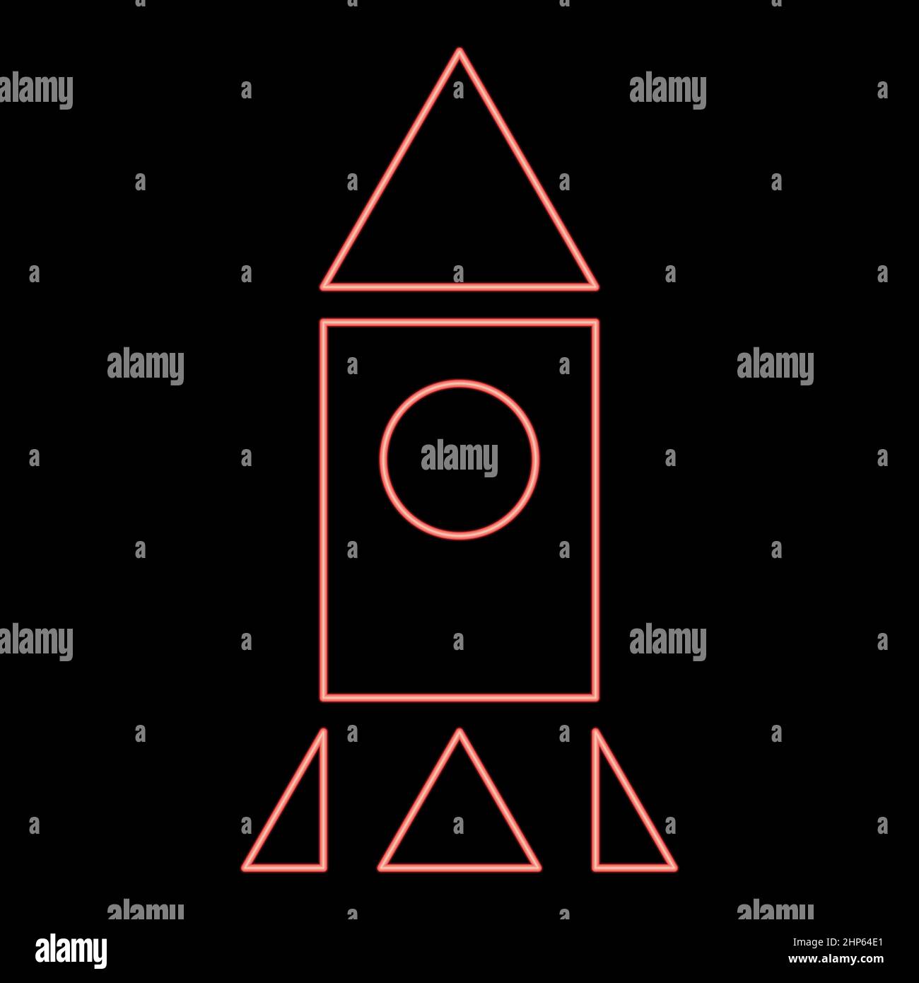 Neon rocket red color vector illustration flat style image Stock Vector ...