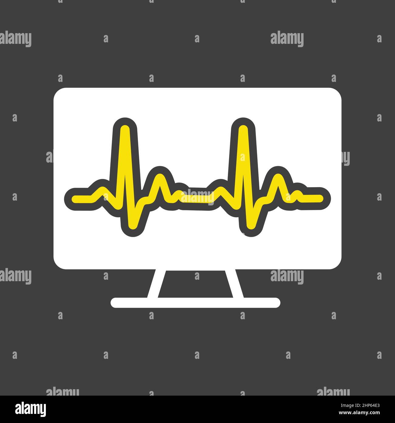 Computer diagnostics vector icon on dark background. Medical sign Stock ...