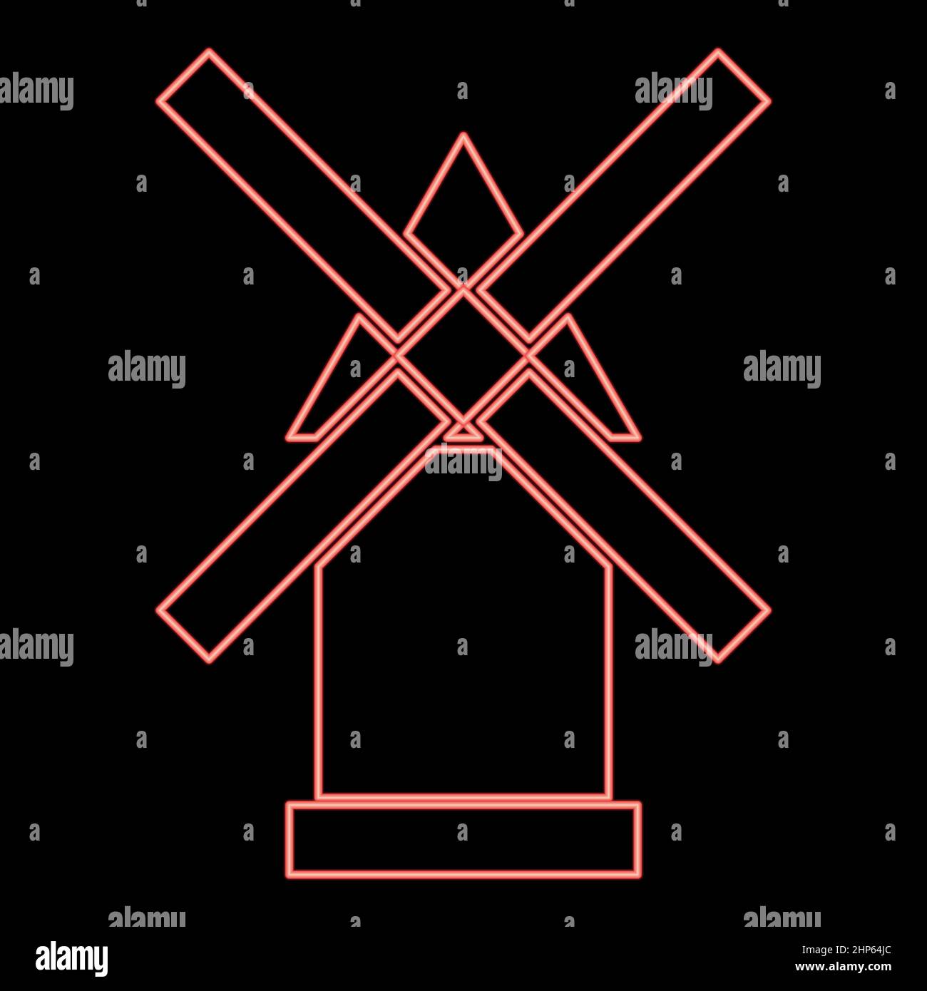 Neon windmill red color vector illustration flat style image Stock ...