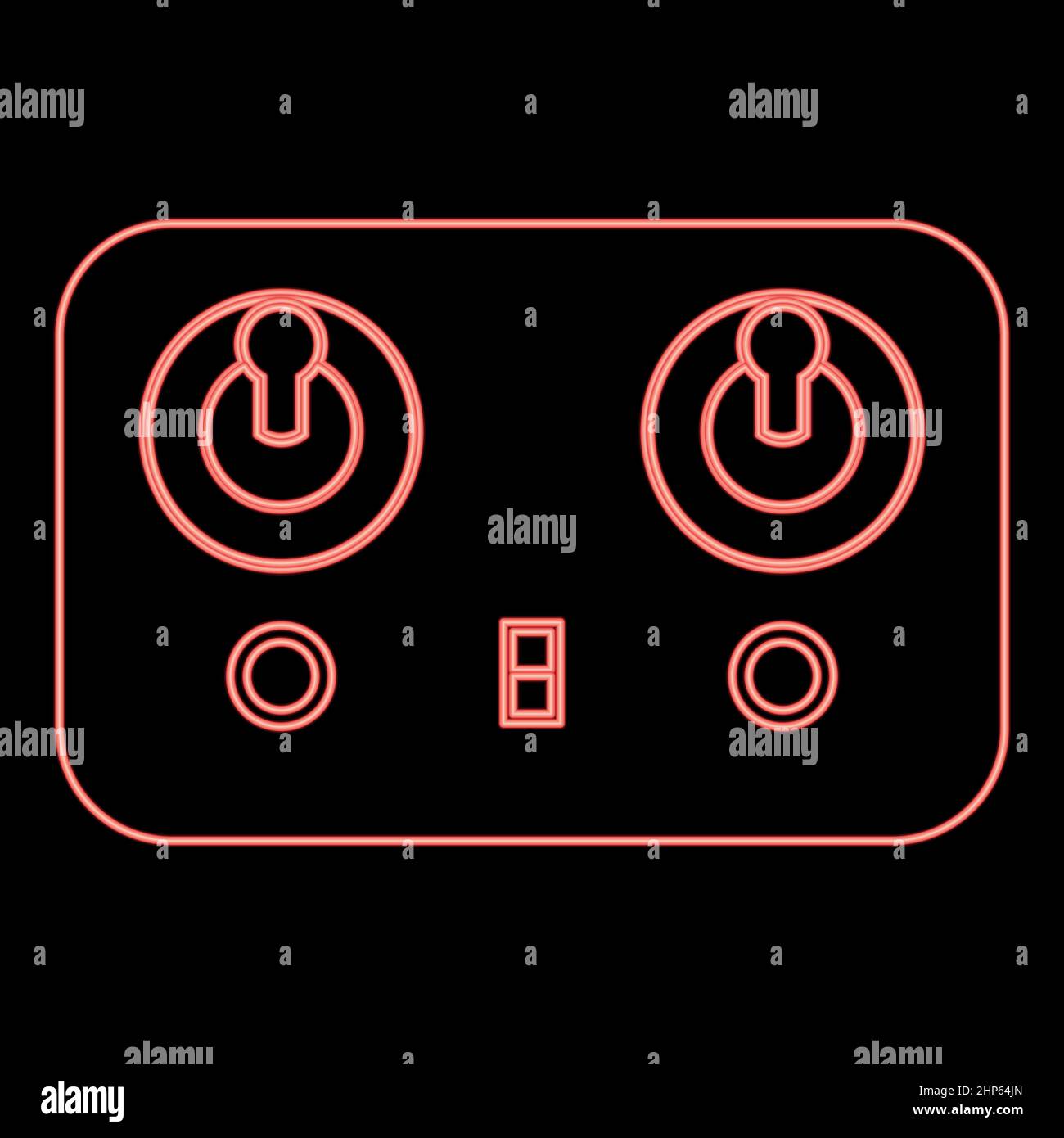 Neon remote control icon black color in circle red color vector ...