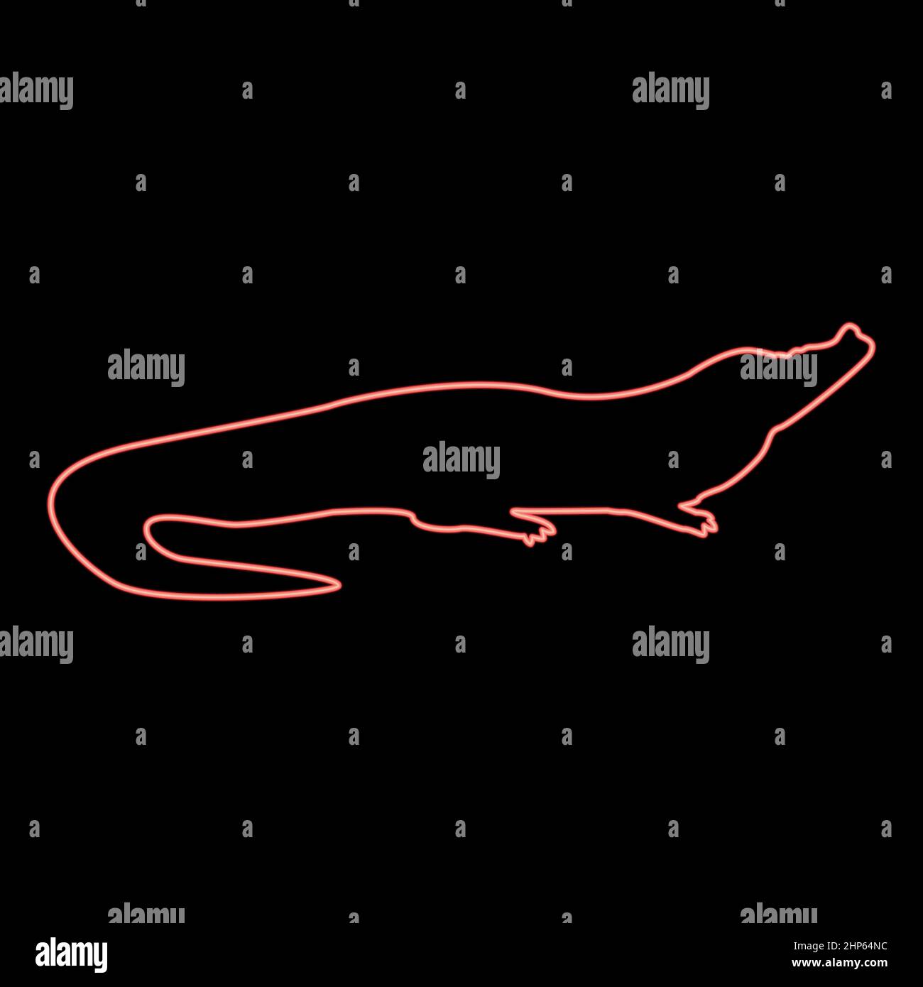Neon crocodile red color vector illustration flat style image Stock ...