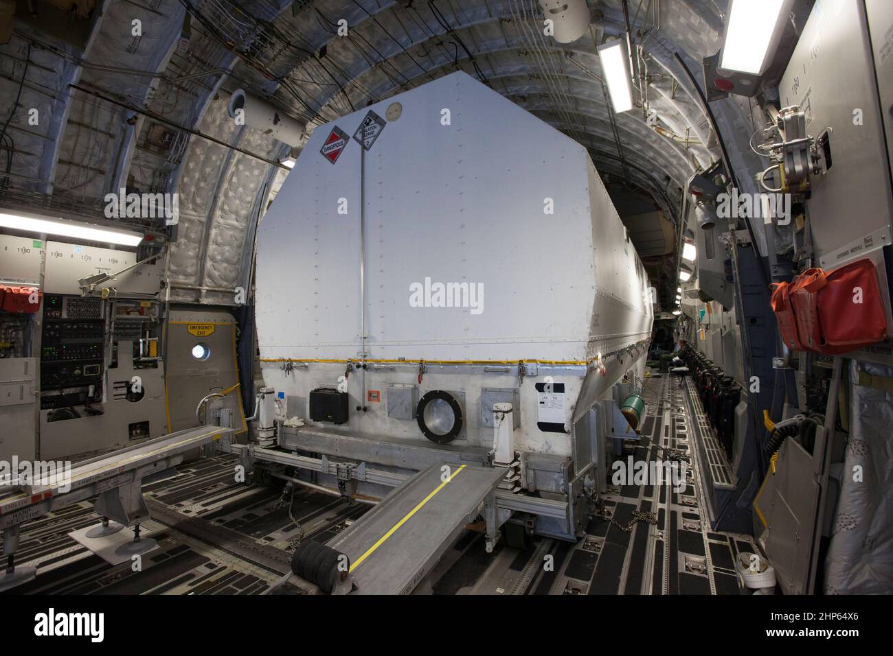 NASA's TDRS-M satellite arrives inside its shipping container at Space ...