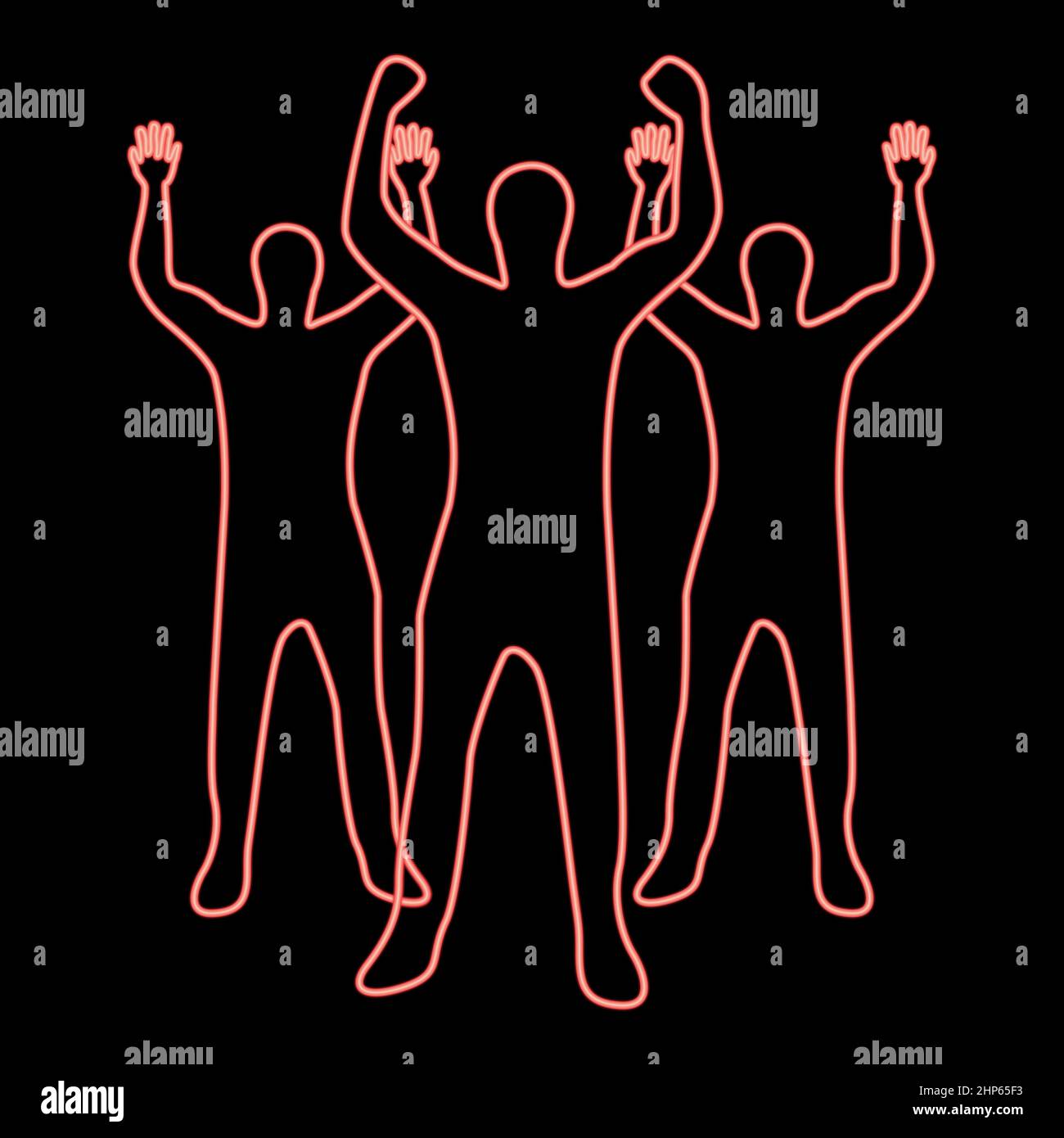 Neon business people red color vector illustration flat style image ...