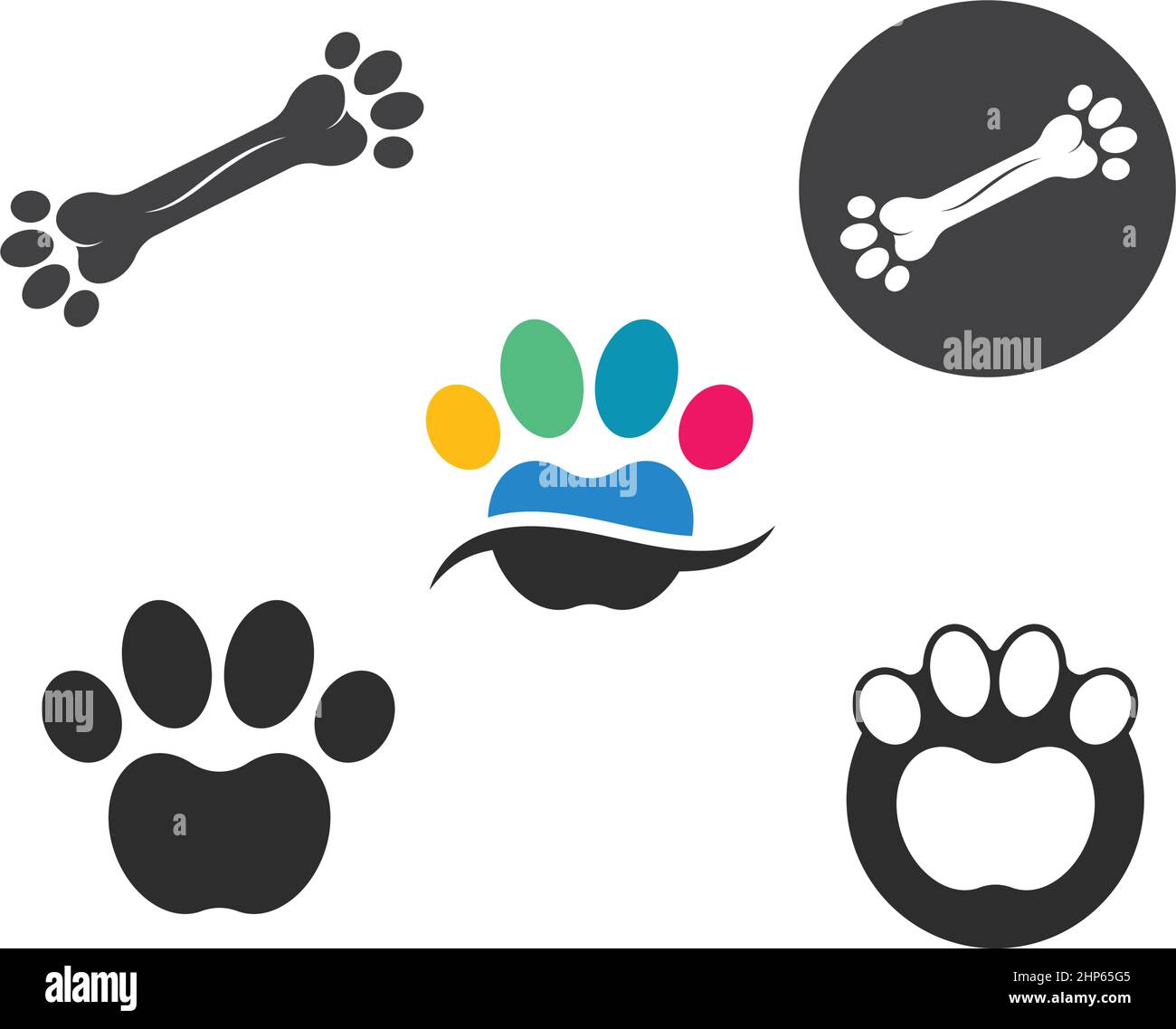 paw bone vector icon of pet illustration design Stock Vector Image ...