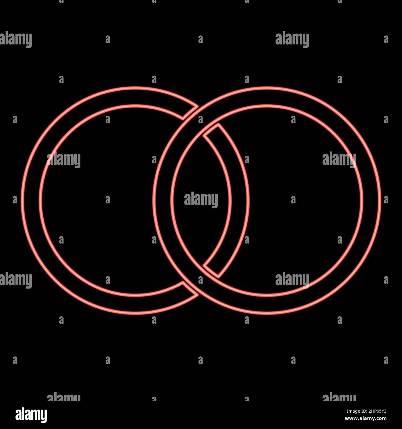 Neon wedding rings red color vector illustration flat style image Stock ...