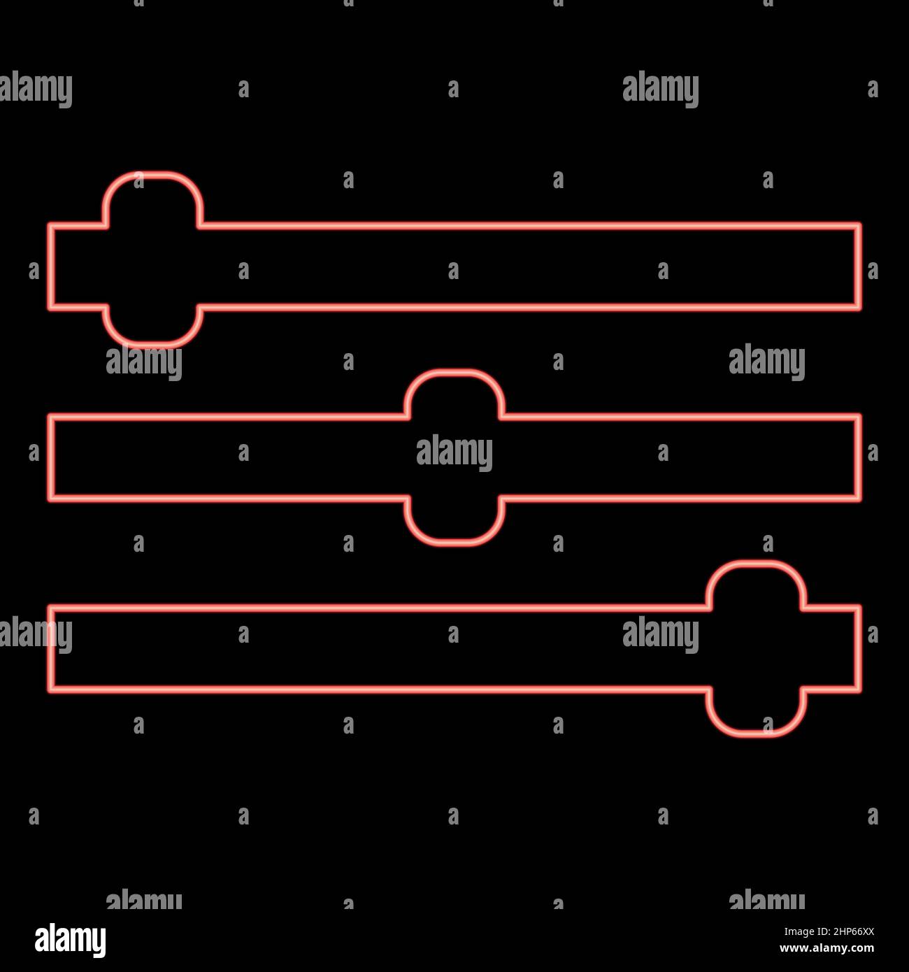 Neon control panel red color vector illustration flat style image Stock ...