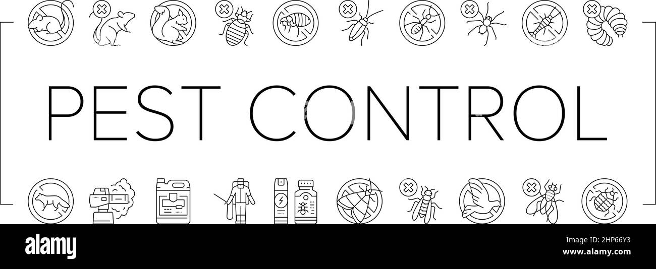 Pest Control Service Treatment Icons Set Vector Stock Vector Image ...