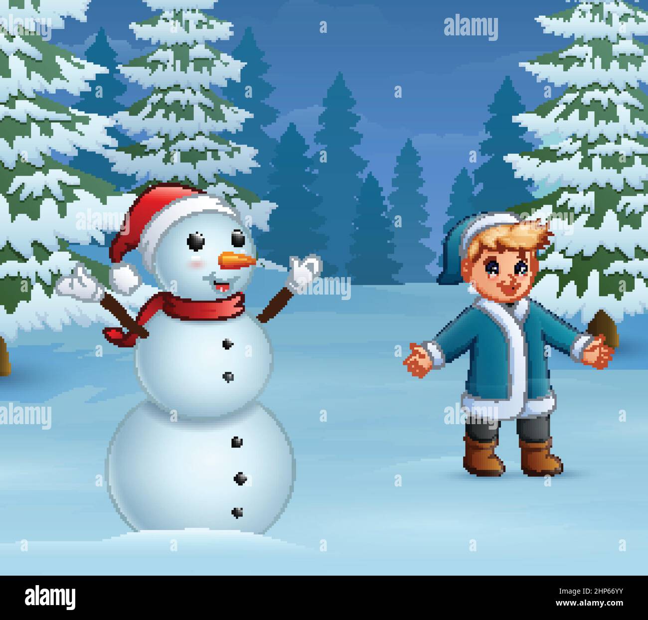 Boy in a snow Stock Vector Images - Alamy