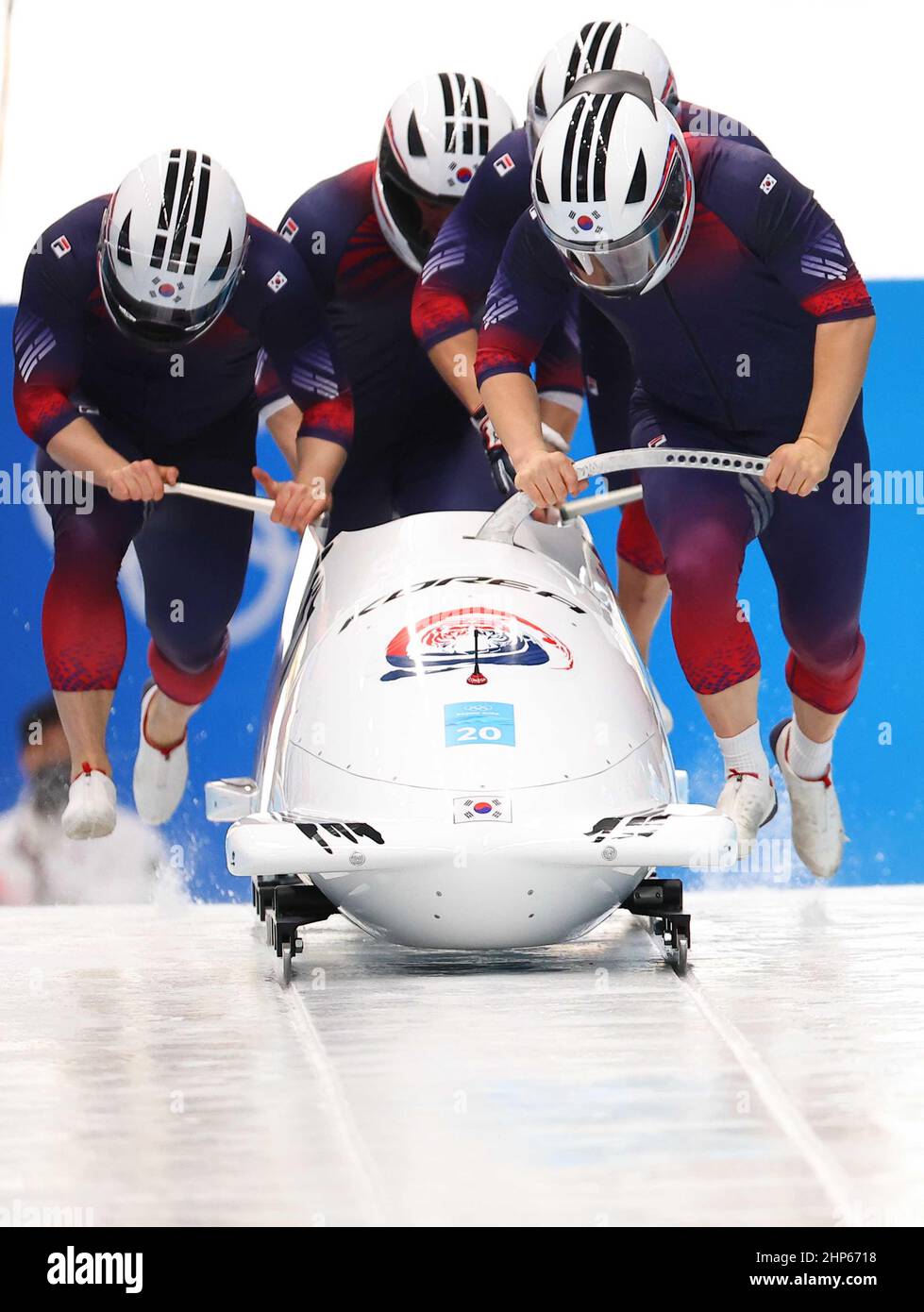 Beijing, China. 19th Feb, 2022. Winter Olympics bobsleigh race Won Yun ...