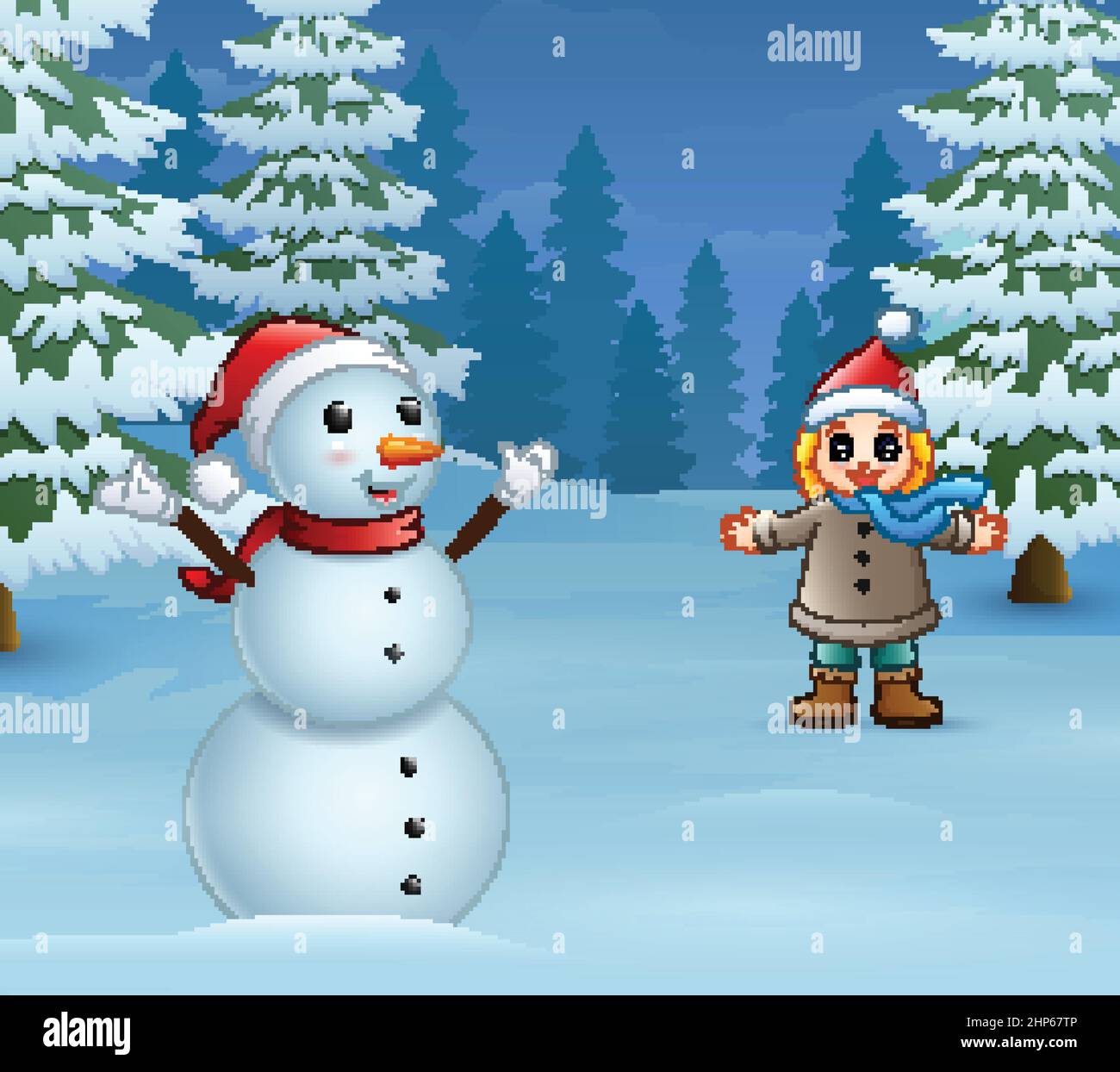 Laughing girl snowfall Stock Vector Images - Alamy