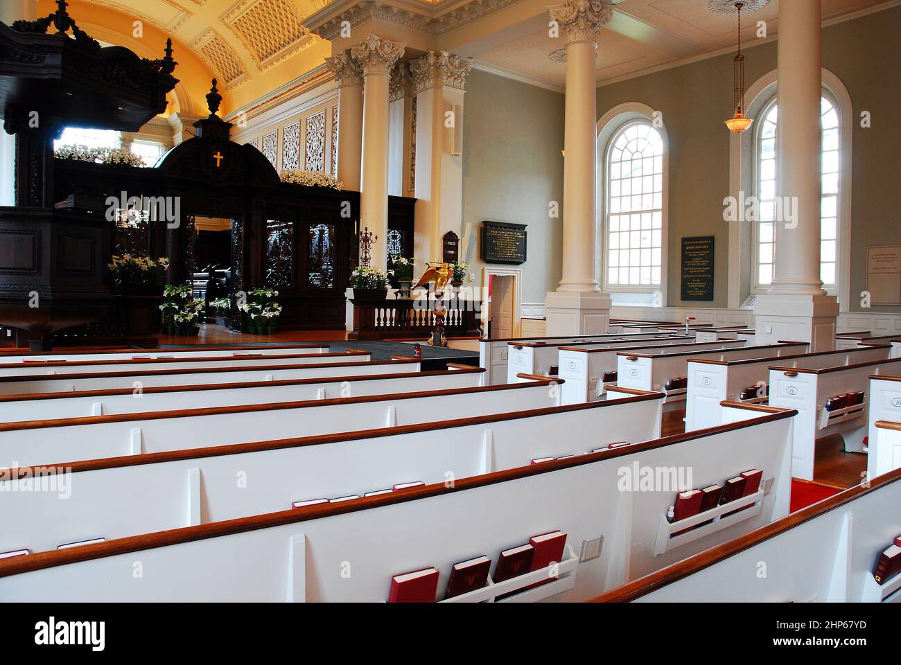 The interior of the Harvard Memorial Chapel, Cambridge, Massachusetts ...