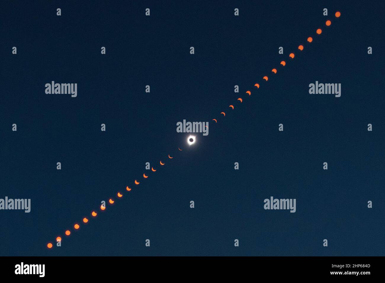 This composite image shows the progression of a total solar eclipse ...