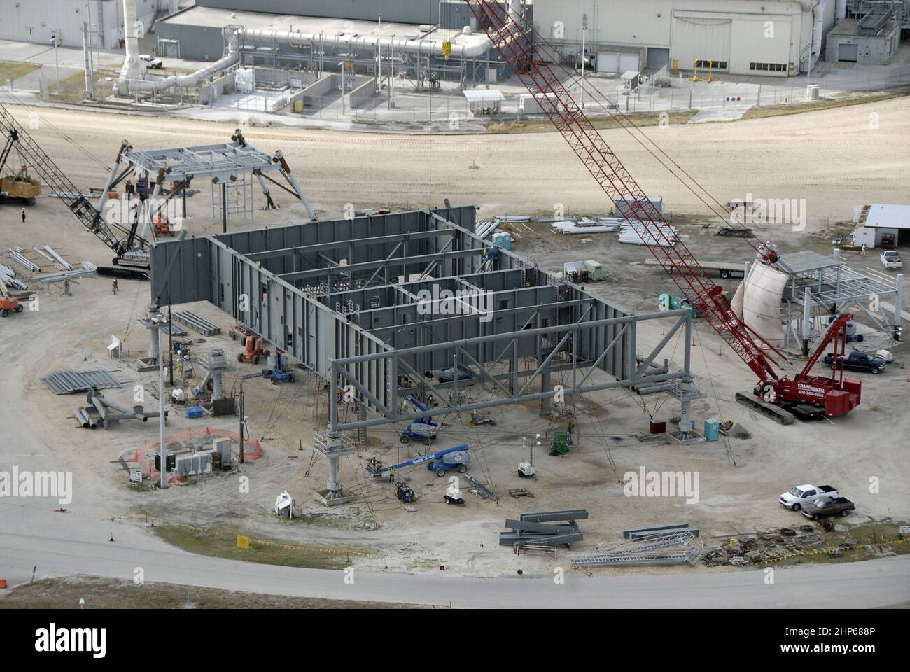 In the mobile launcher parking area behind the Vehicle Assembly ...