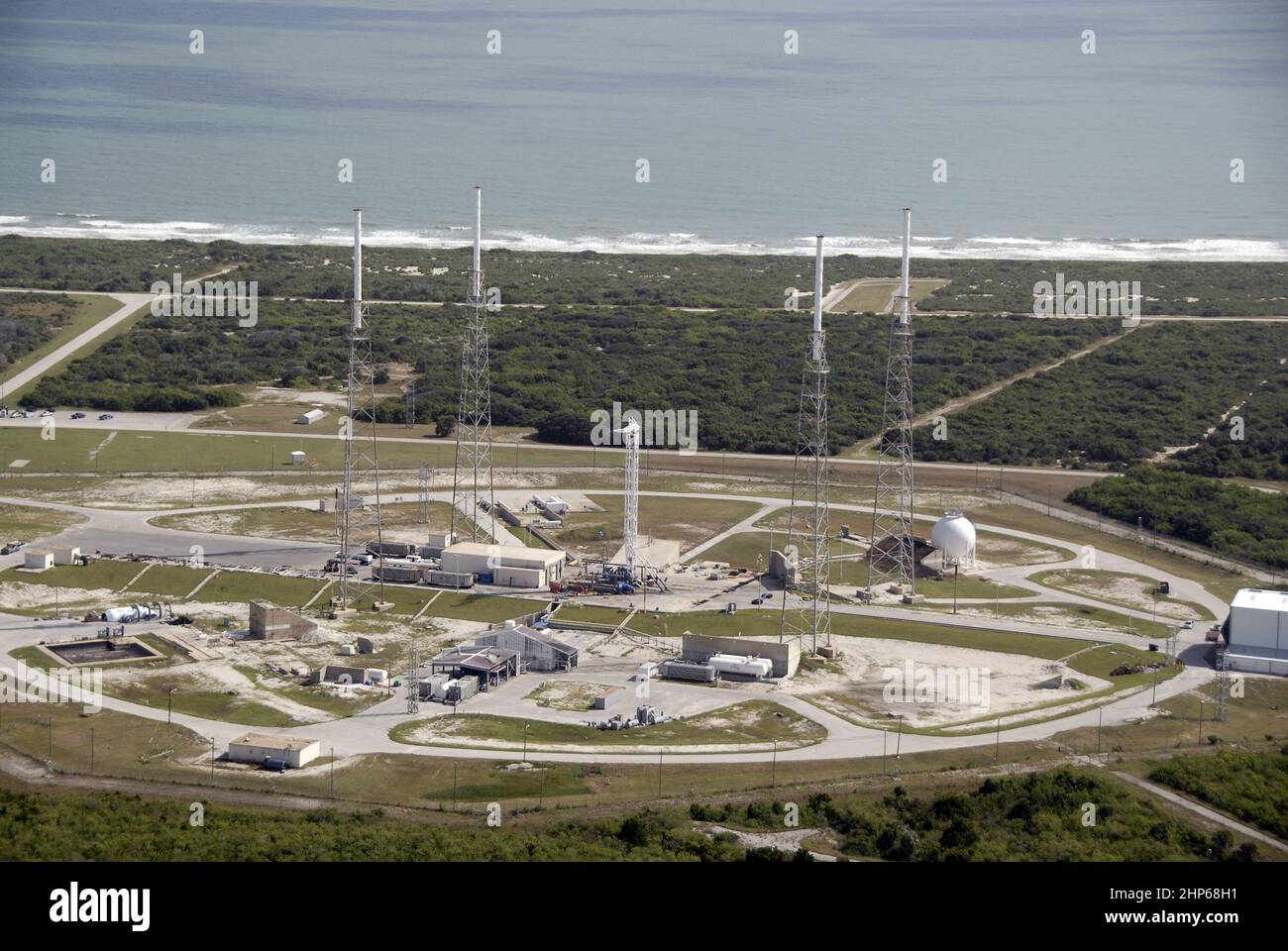 An aerial view of Space Launch Complex 40 on Cape Canaveral Air Force ...
