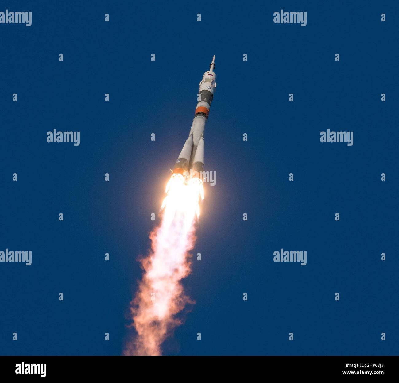 A Soyuz booster rocket launches the Soyuz MS-11 spacecraft from the ...