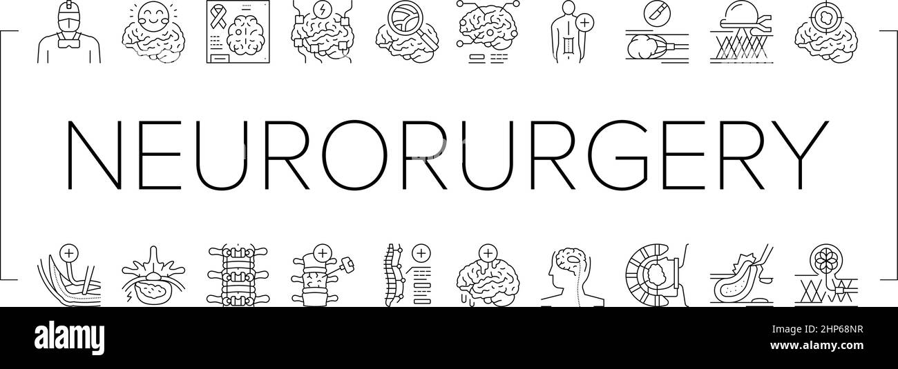 Neurosurgery Medical Treatment Icons Set Vector Stock Vector Image ...