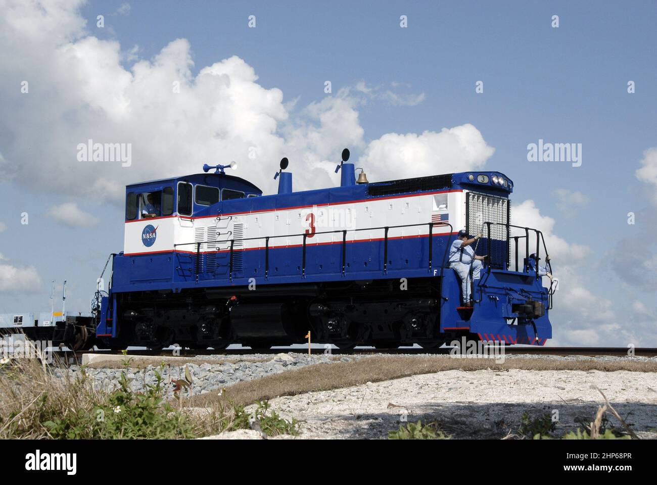 A close-up of the NASA Railroad locomotive #3, and the EMDSW-1500 ...