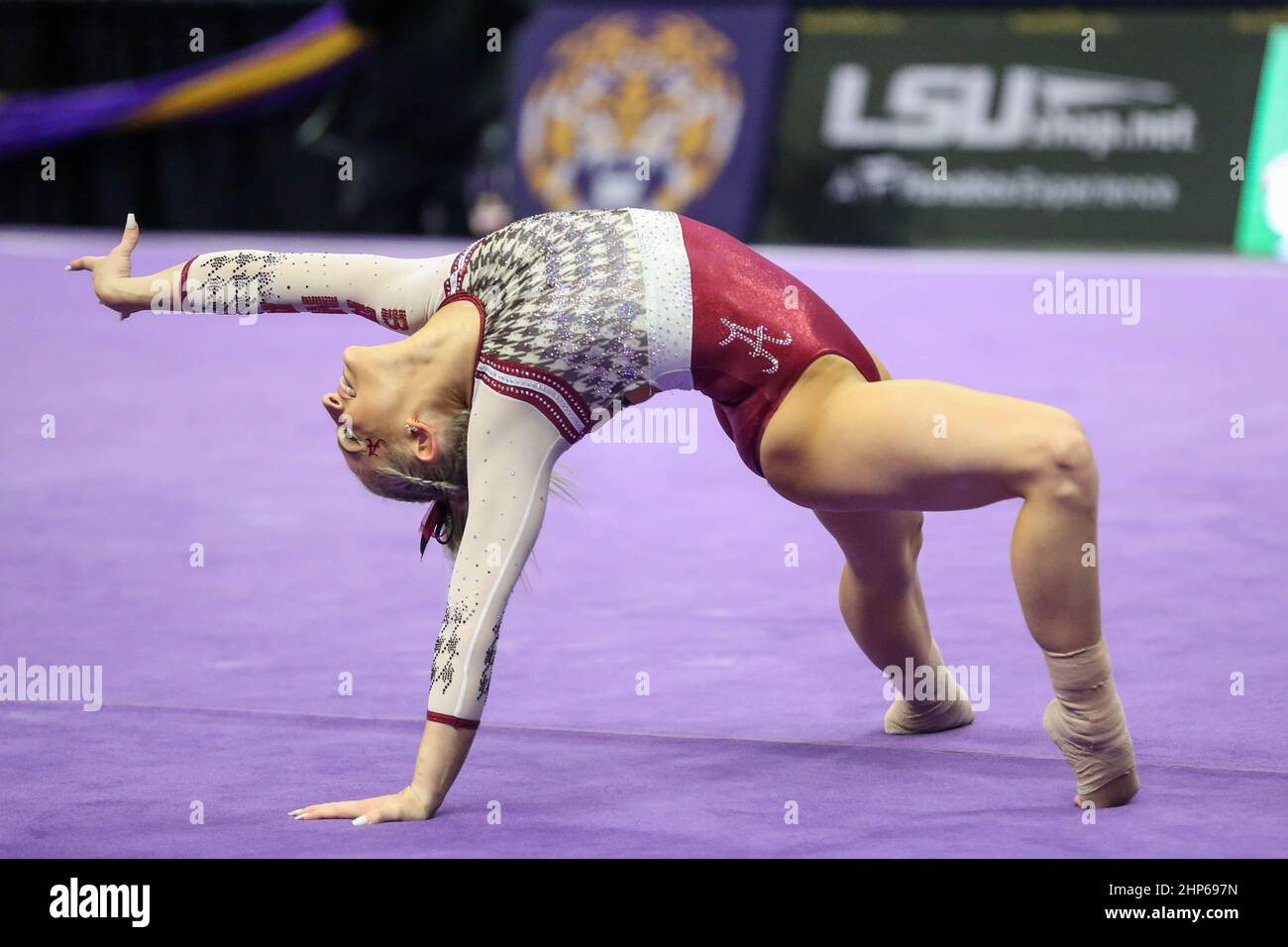 Baton Rouge, LA, USA. 18th Feb, 2022. Alabama's Lexi Graber performs ...