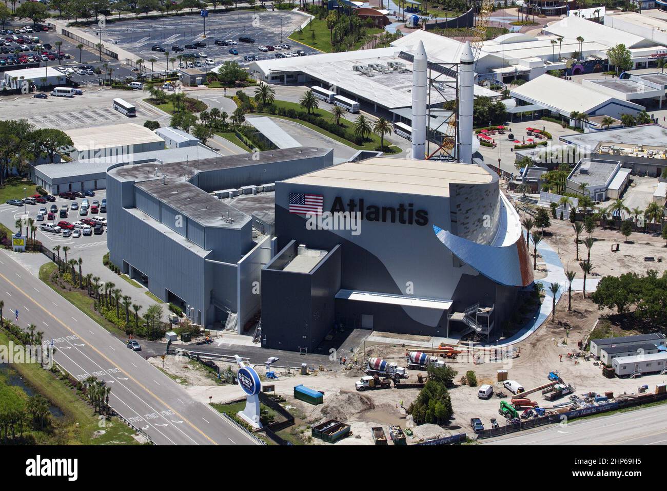 An aerial view of the Kennedy Space Center Visitor Complex where the ...