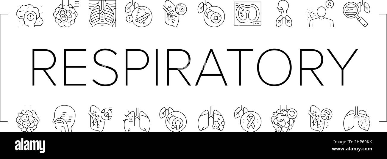 Respiratory Disease Collection Icons Set Vector Stock Vector Image ...