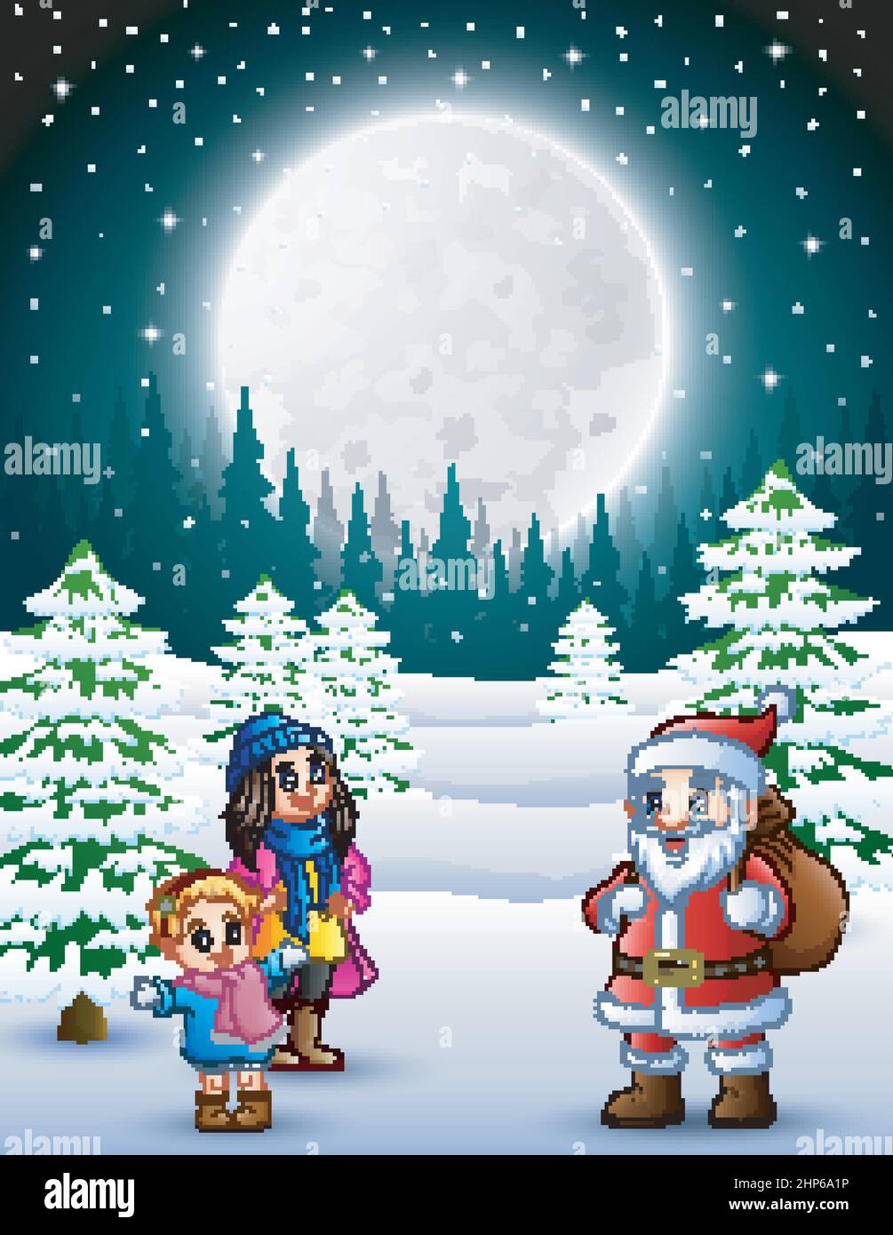 Christmas scene background lantern fir Stock Vector Images - Alamy