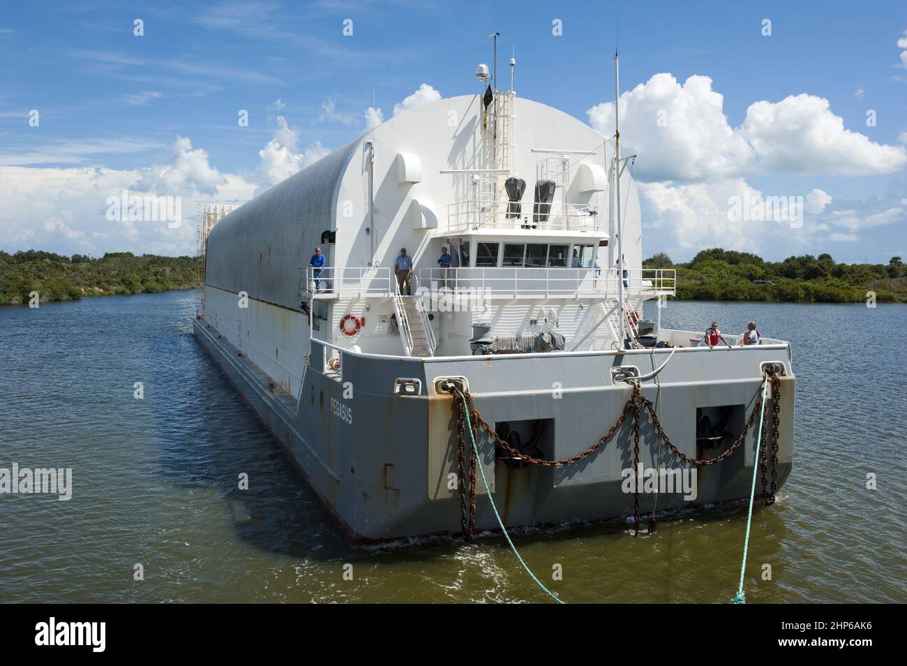 NASA's Pegasus barge is pulled toward NASA's Kennedy Space Center in ...