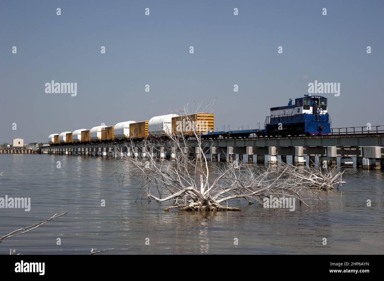 The NASA Railroad train transports the last space shuttle solid rocket ...