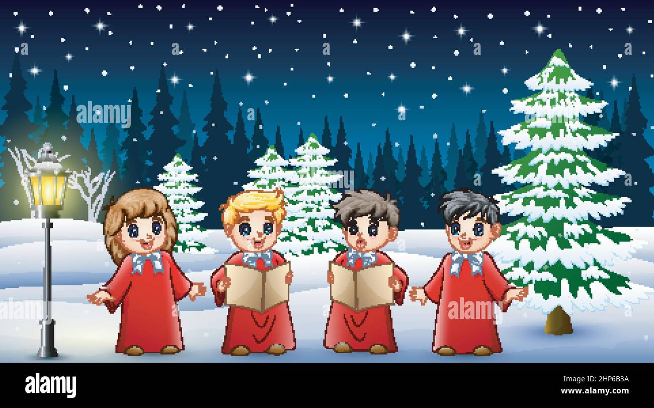 Group children singing christmas carols Stock Vector Images - Alamy