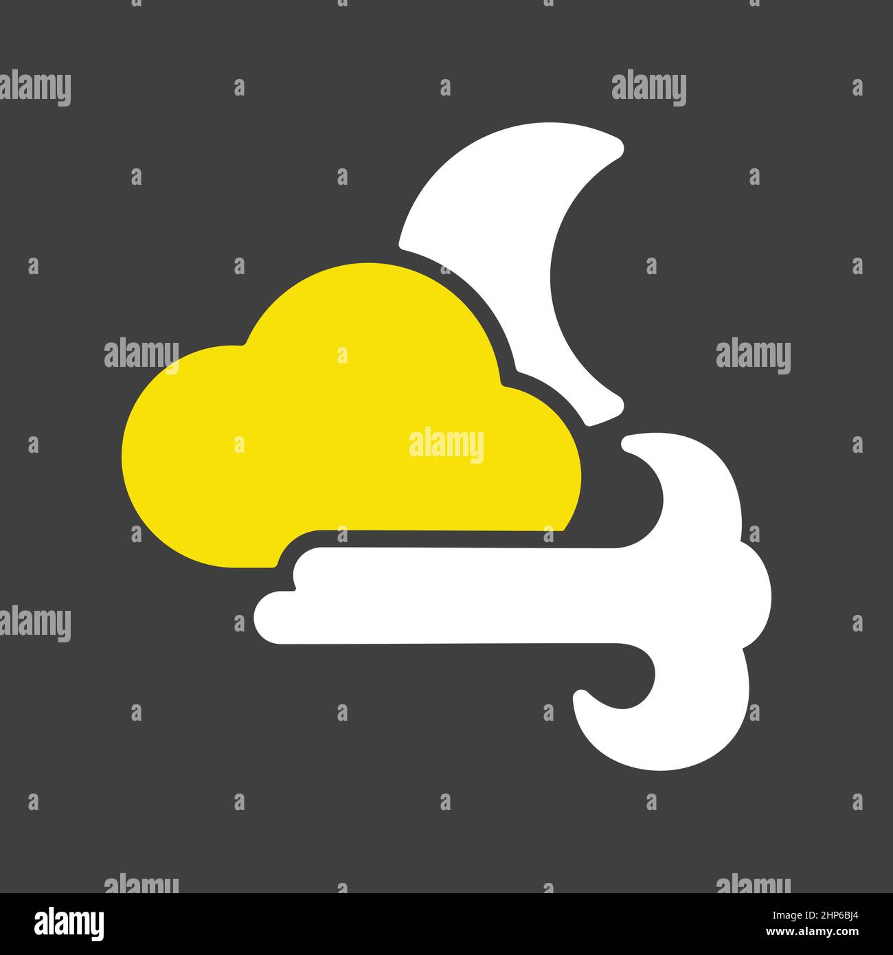 Moon cloudy and wind vector icon on dark background. Weather sign Stock ...