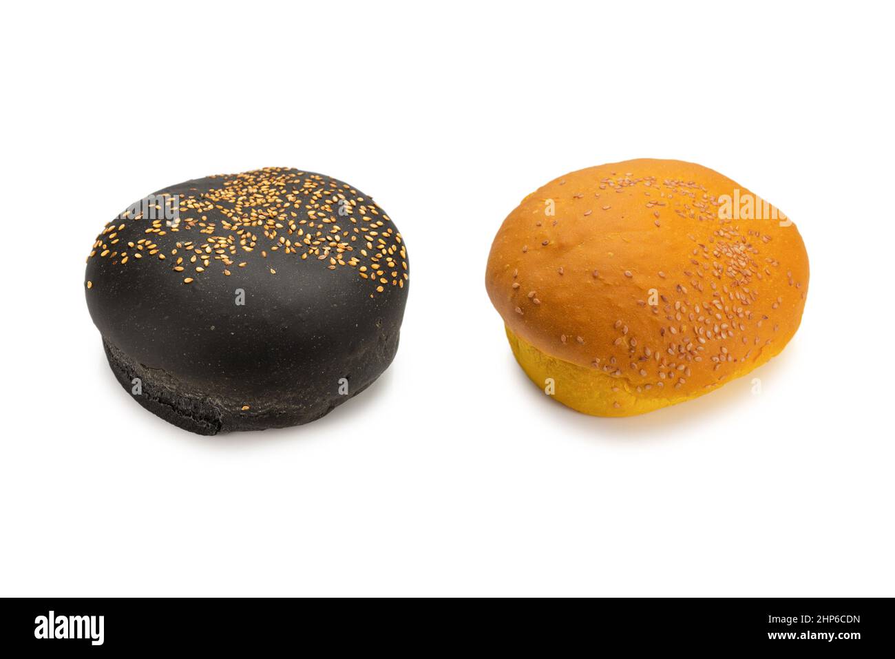 Yellow burger bread isolated on white background Stock Photo - Alamy