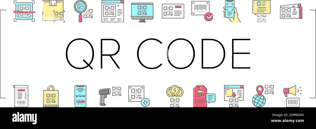 Qr Code Identification Collection Icons Set Vector Stock Vector Image ...