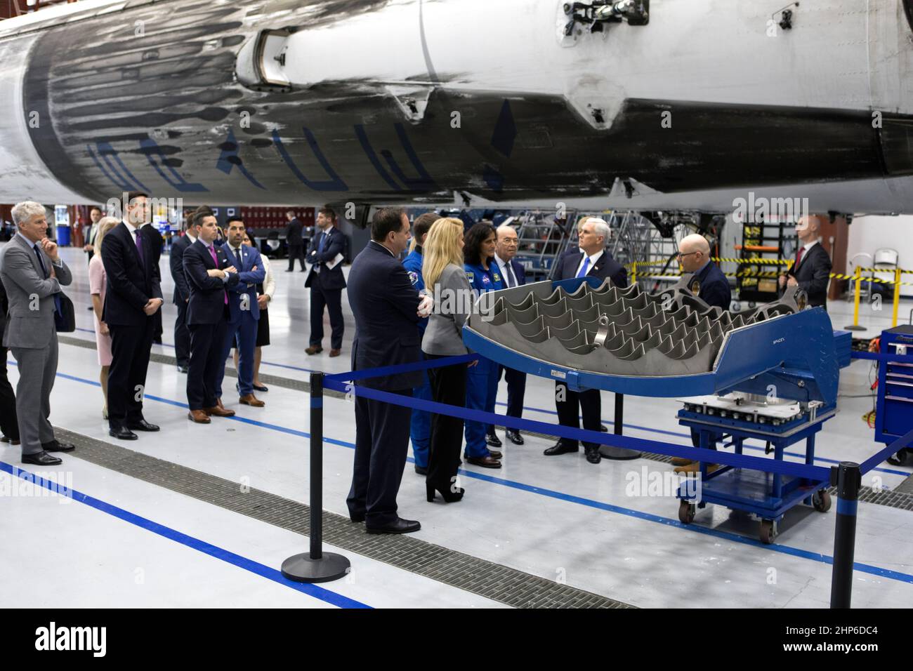 Vice President Mike Pence tours the SpaceX hangar at Launch Complex 39A ...