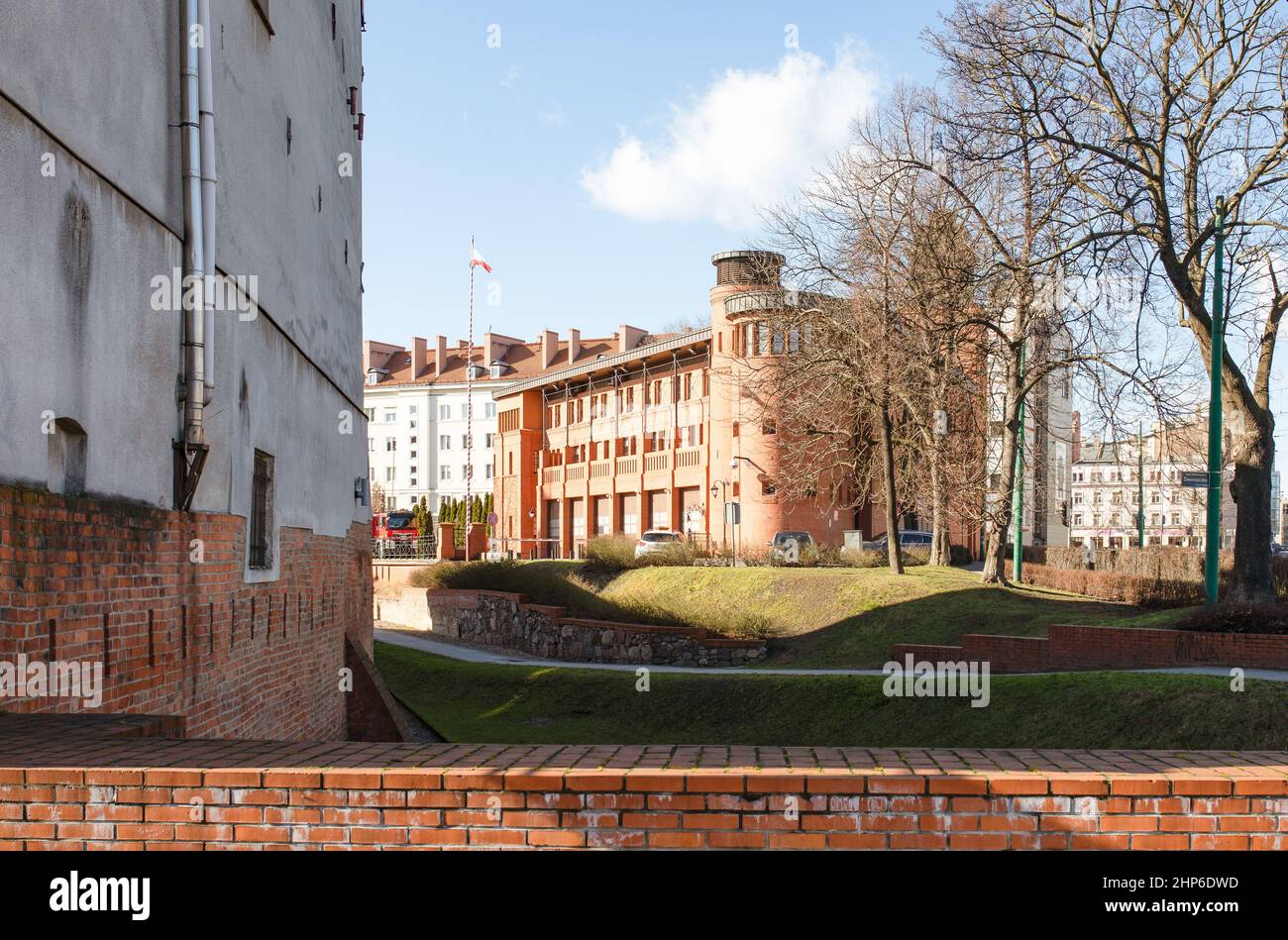 Fire station buildings in the old town, at the ramparts. Poznań, Poland ...