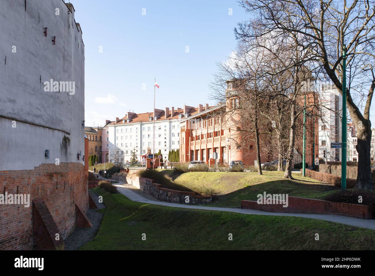 Fire station buildings in the old town, at the ramparts. Poznań, Poland ...