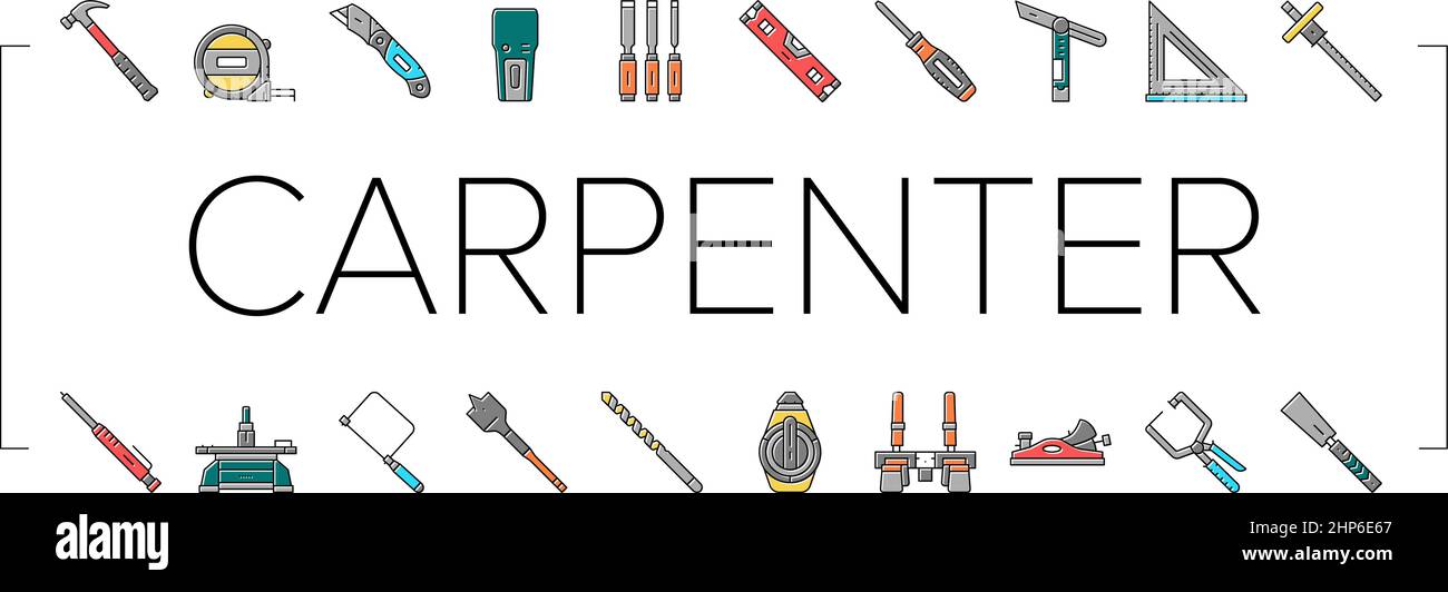 Carpenter Tool And Accessory Icons Set Vector Stock Vector Image & Art - Alamy