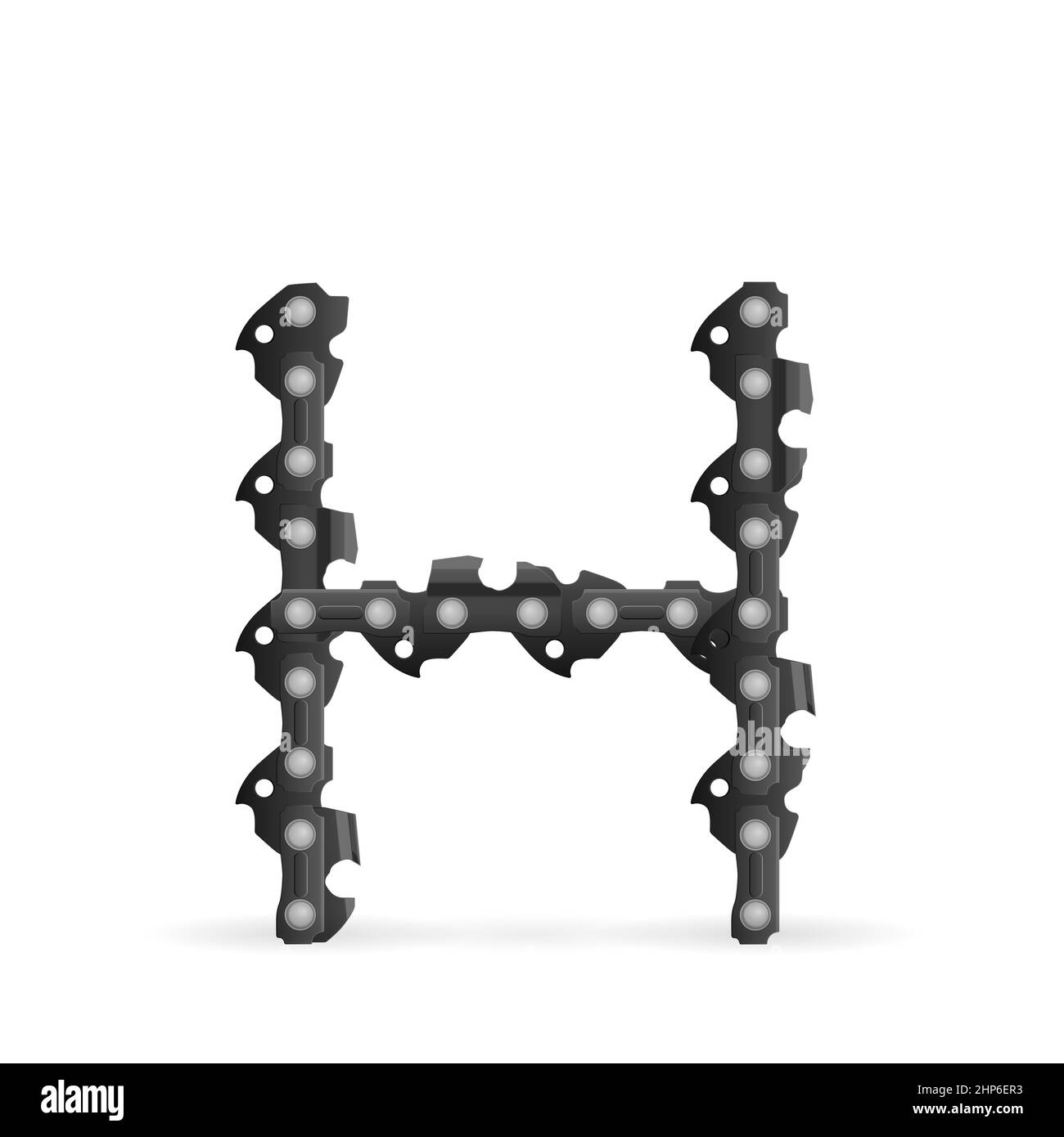Chainsaw chain letter H on a white background. Vector illustration ...