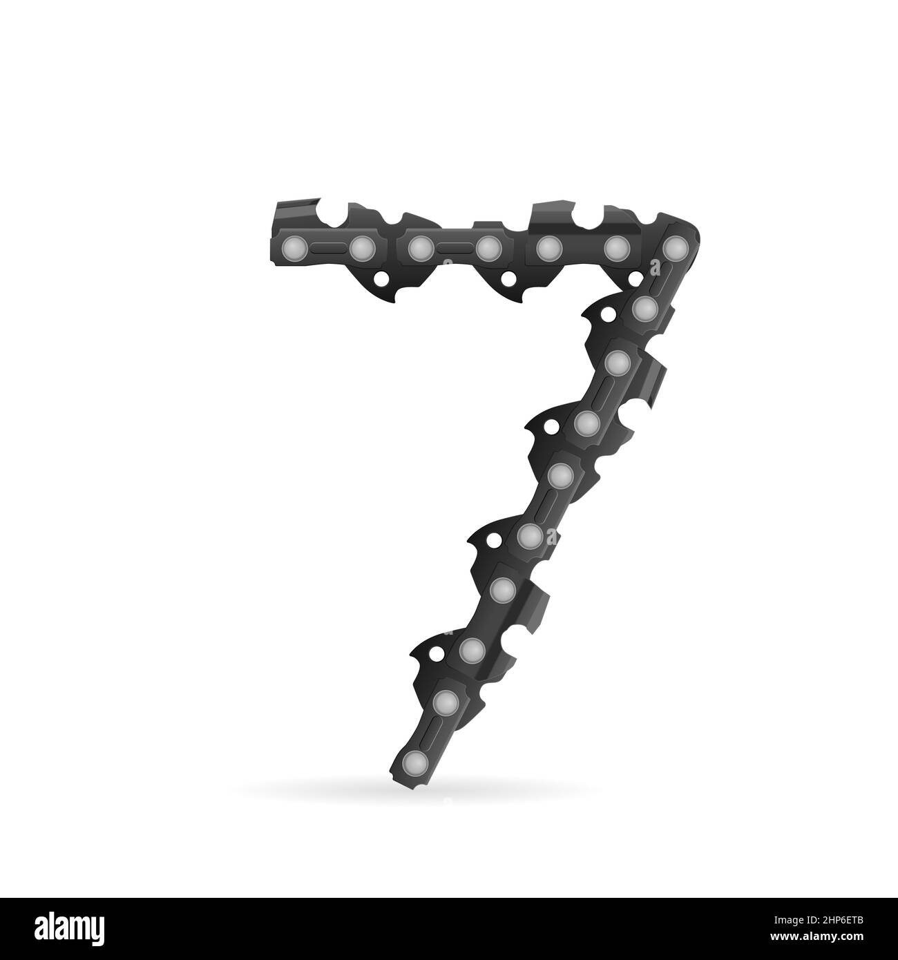 Chainsaw chain number seven on a white background. Vector illustration ...