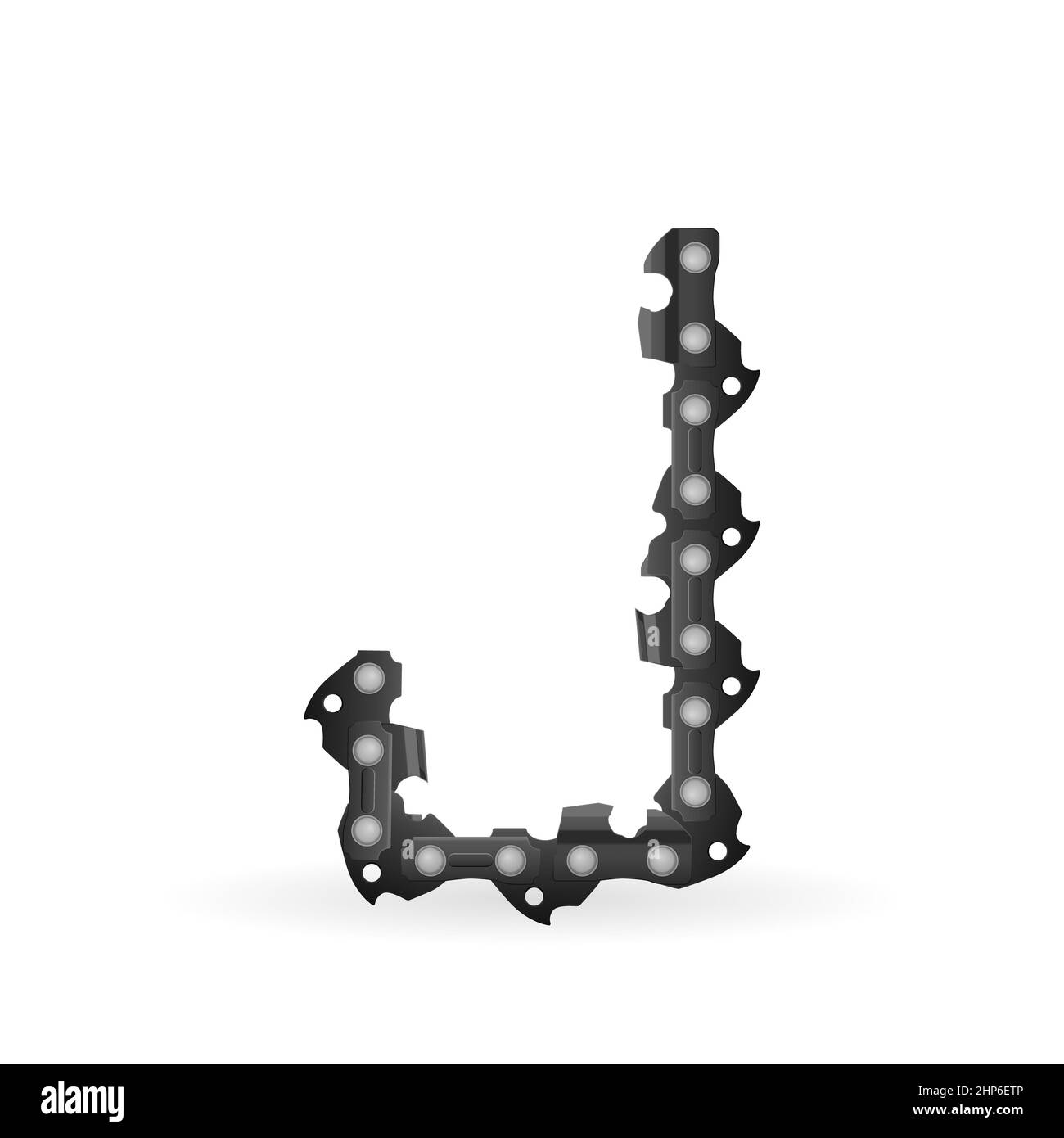 Chainsaw chain letter J on a white background. Vector illustration ...