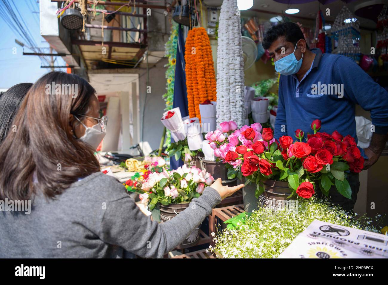 People buying red roses on Valentine’s Day in Agartala. Tripura, India ...