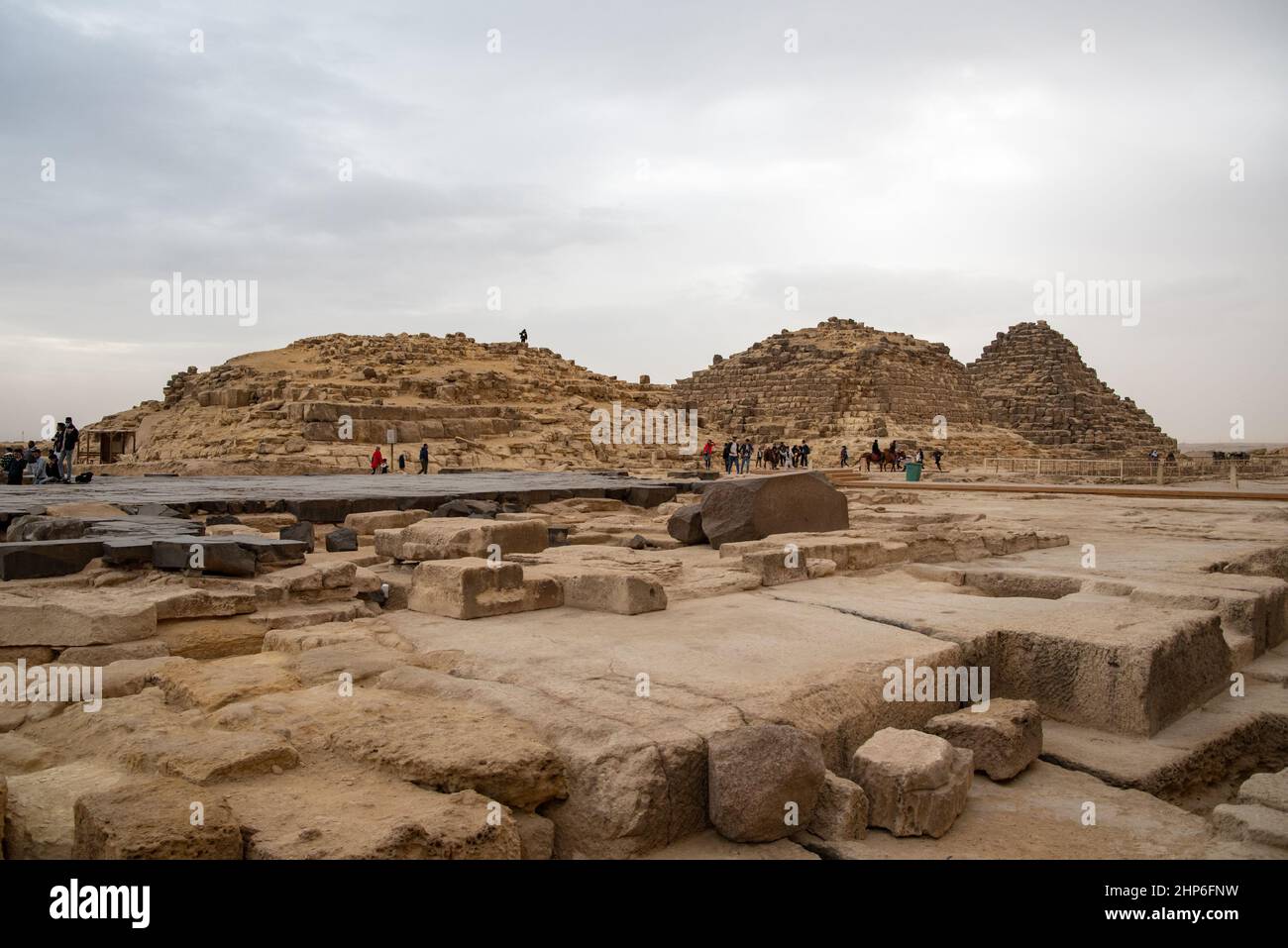 Giza, Egypt - December 31, 2021: Ruins of the small pyramid of Queen ...