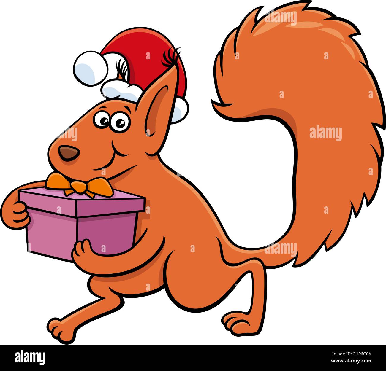 cartoon squirrel animal character with gift on Christmas time Stock ...