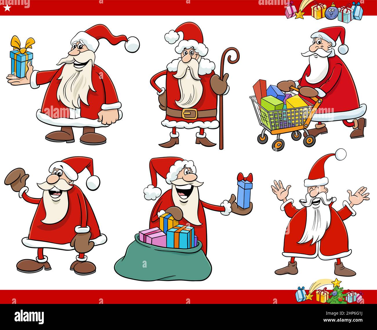 cartoon Santa Claus characters set on |Christmas time Stock Vector ...