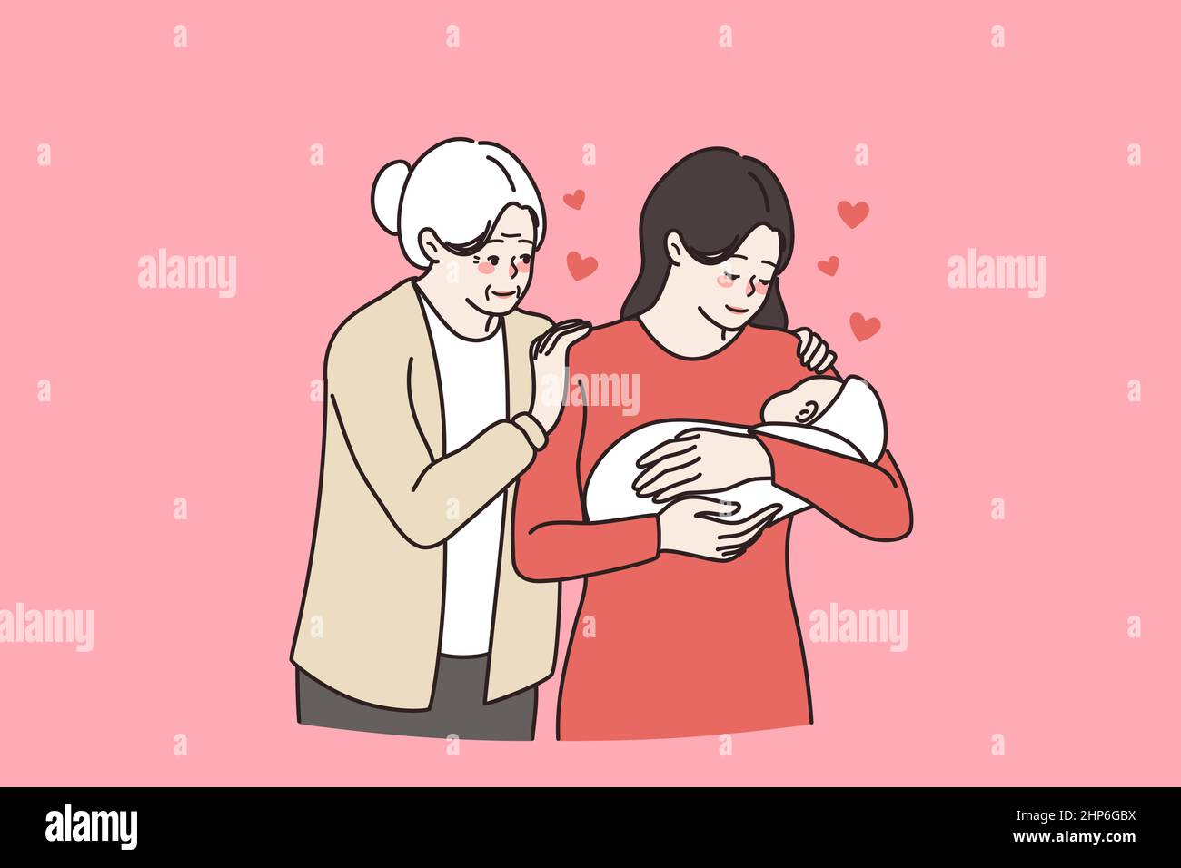 Happy three generations of women on one picture Stock Vector Image ...