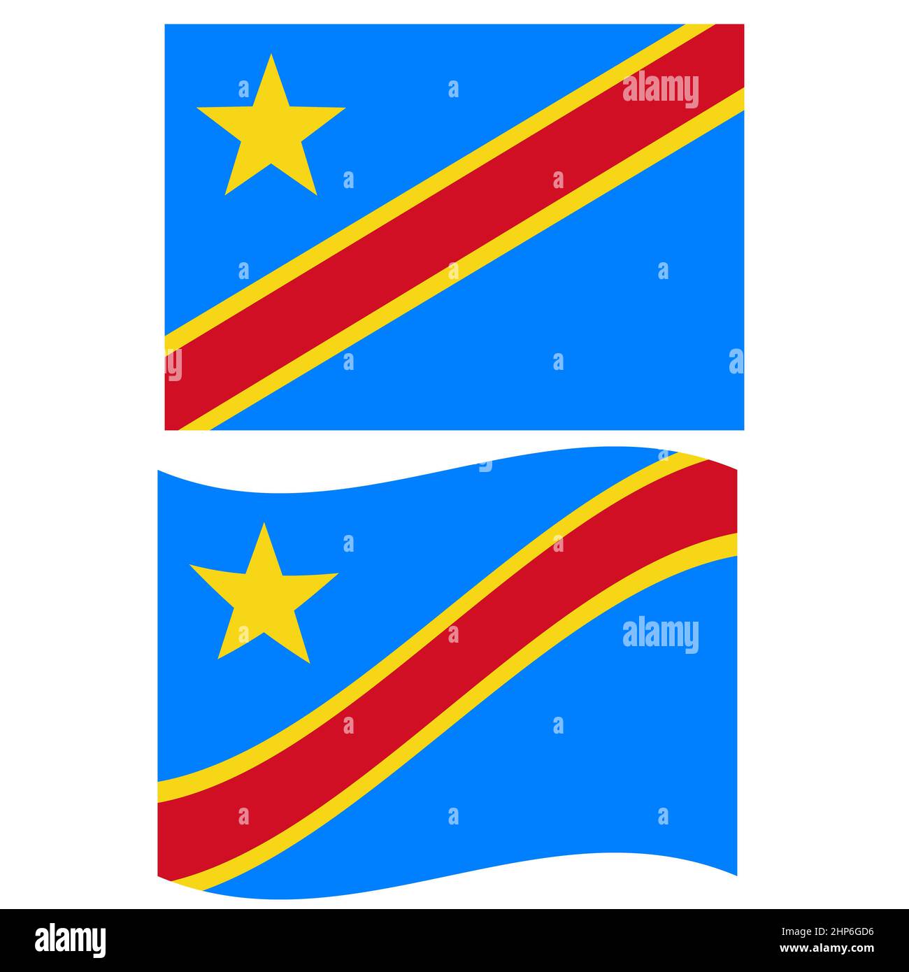Congo waving flag on white background. Democratic Republic of the Congo ...