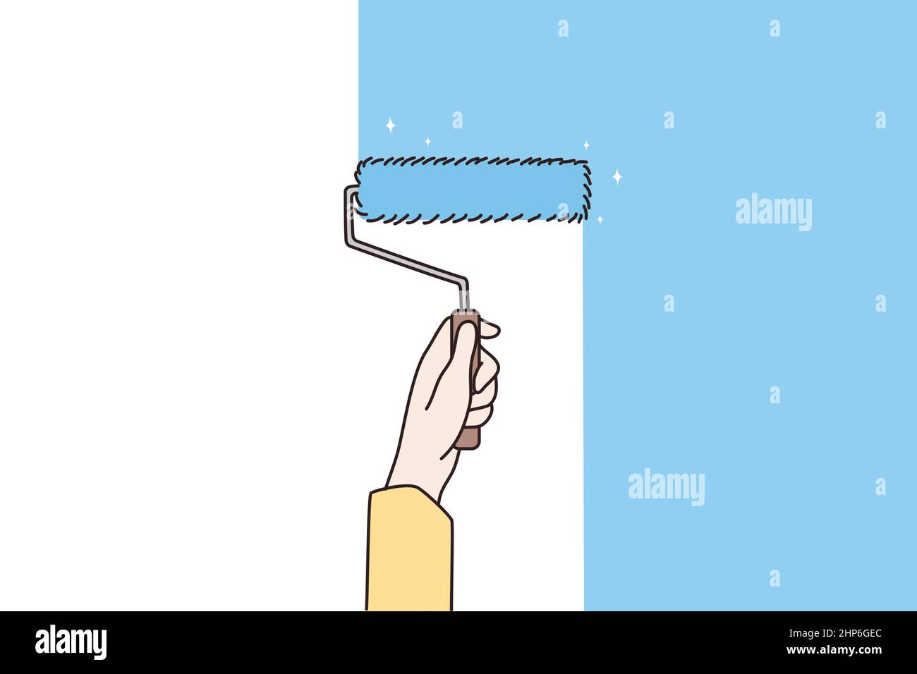 Renovation worker paint wall Stock Vector Images - Alamy
