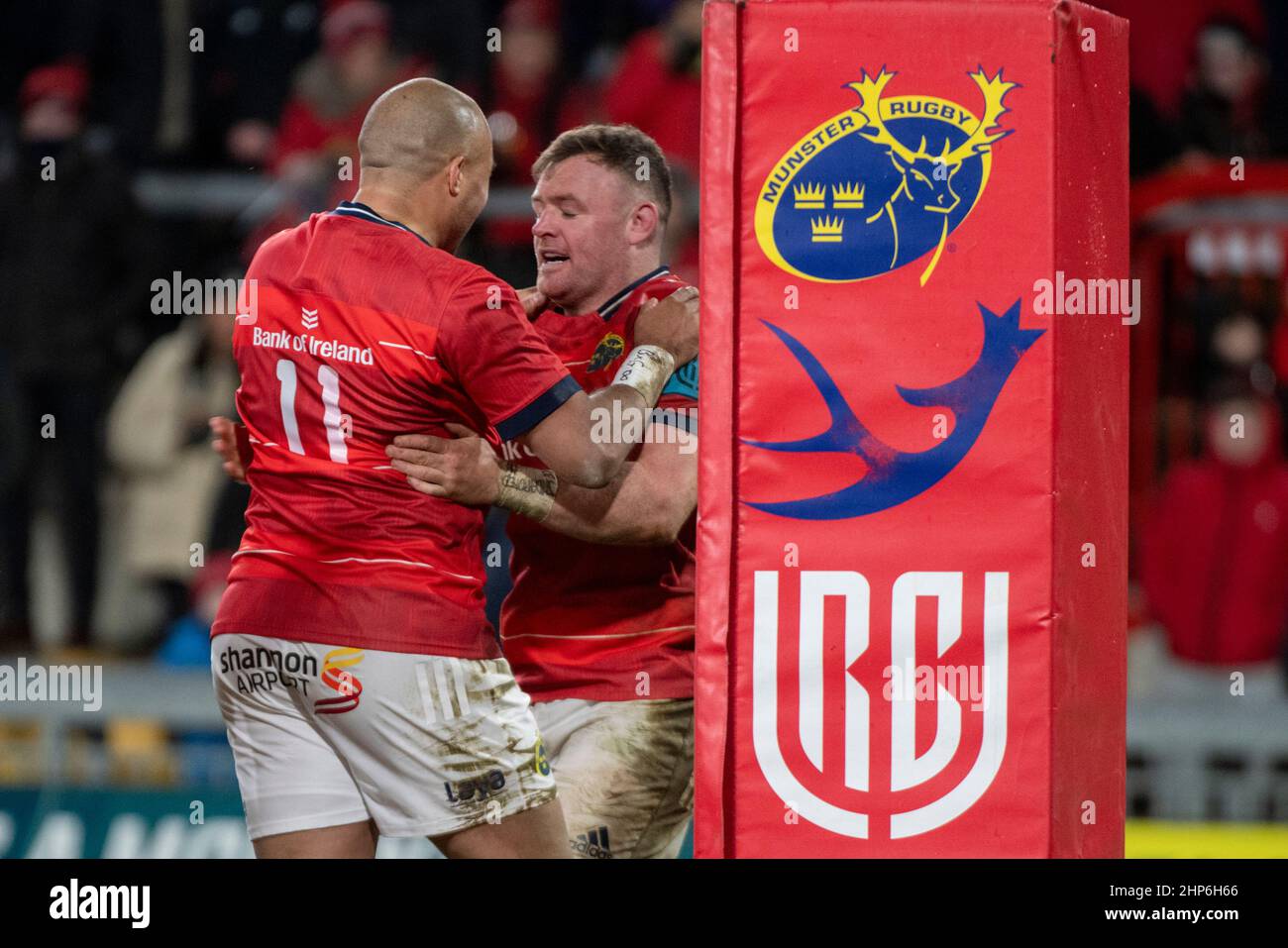 Limerick, Ireland. 18th Feb, 2022. Simon Zebo of Munster and Stephen ...